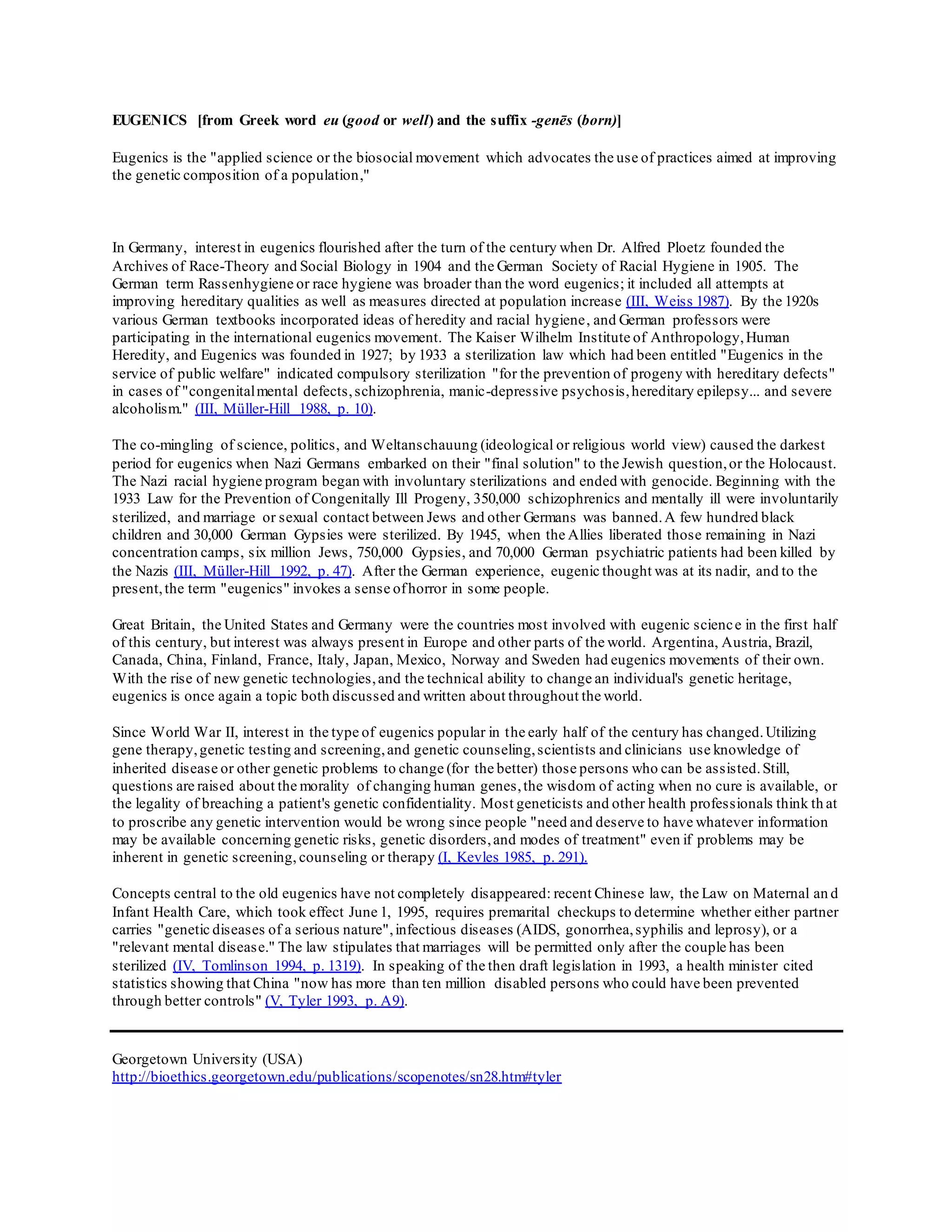 Eugenics Paper Summary | DOCX