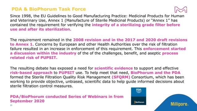 EU GMP Annex 1 – Implications on Filtration and Single Use Technology by Somasudaram and Simone ...
