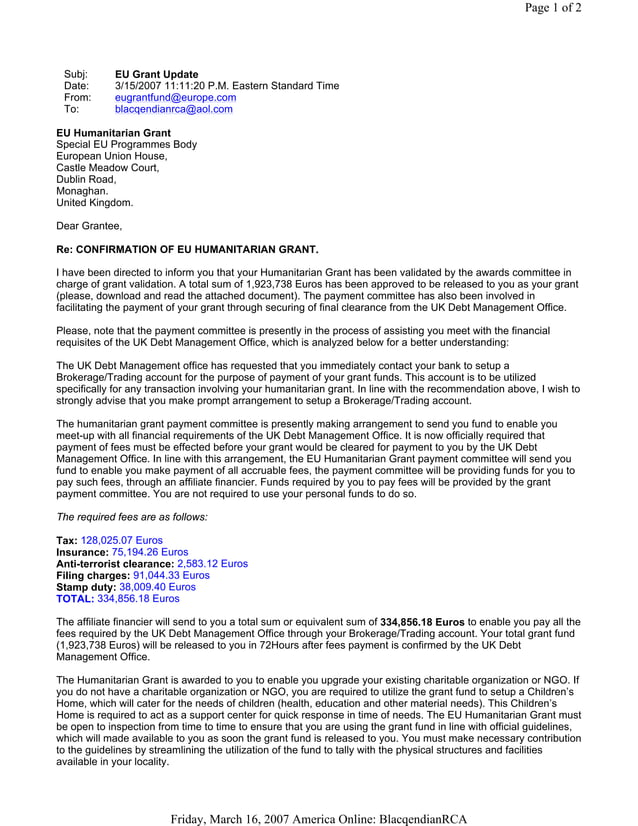 Eu Grant Application Form Receipt Em Part 1 3 5 6 07 | PDF