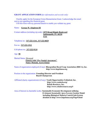 Eu Grant Application Form Receipt Em Part 1 3 5 6 07 | PDF