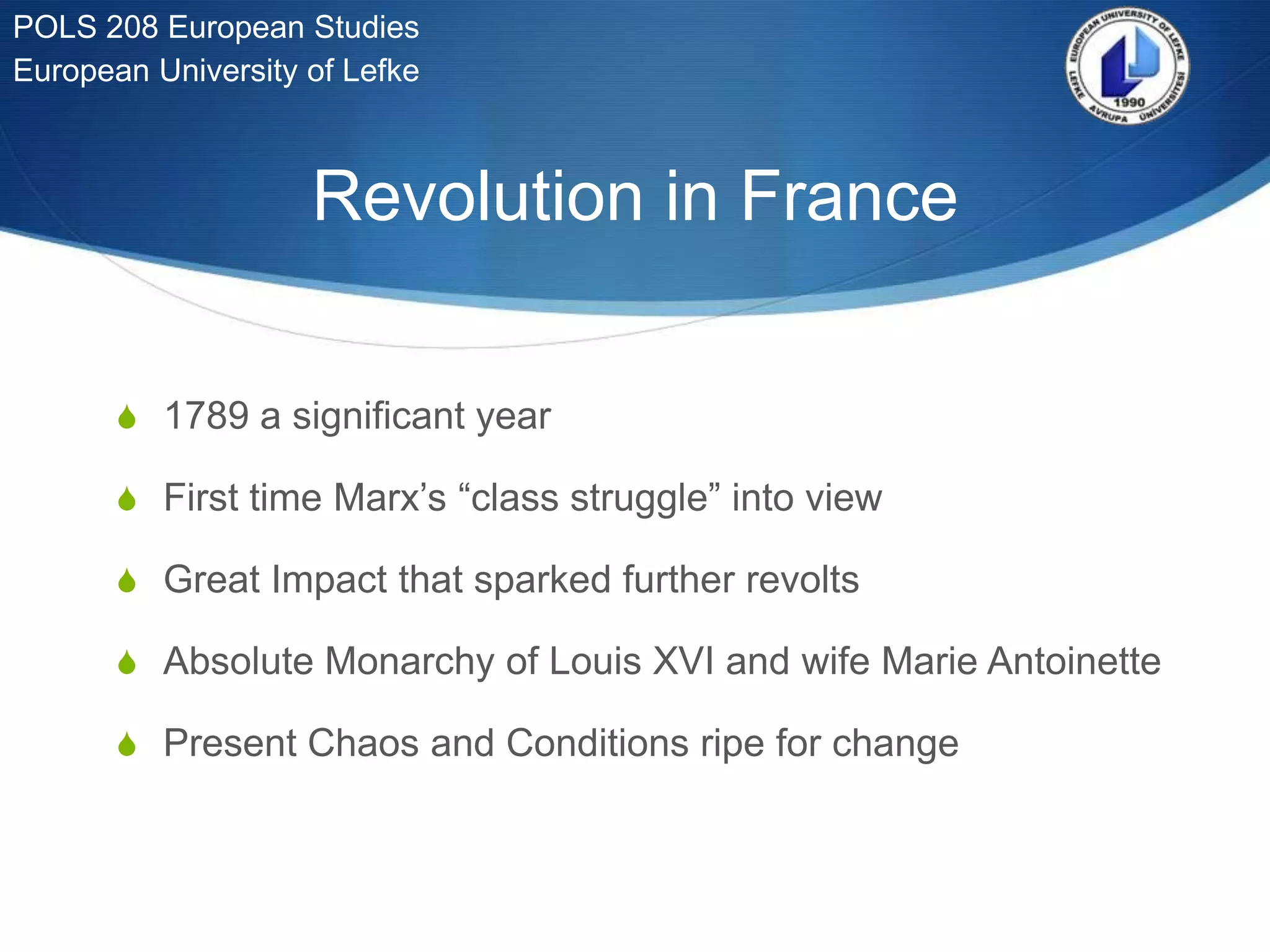 European History Part I: French Revolution and Napoleonic period | PPT