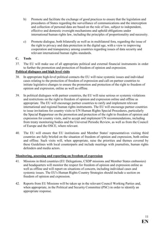 Eu human rights guidelines on freedom of expression online and offline ...