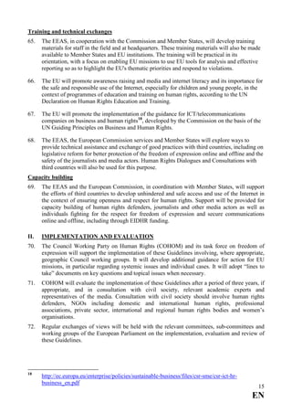 Eu human rights guidelines on freedom of expression online and offline ...