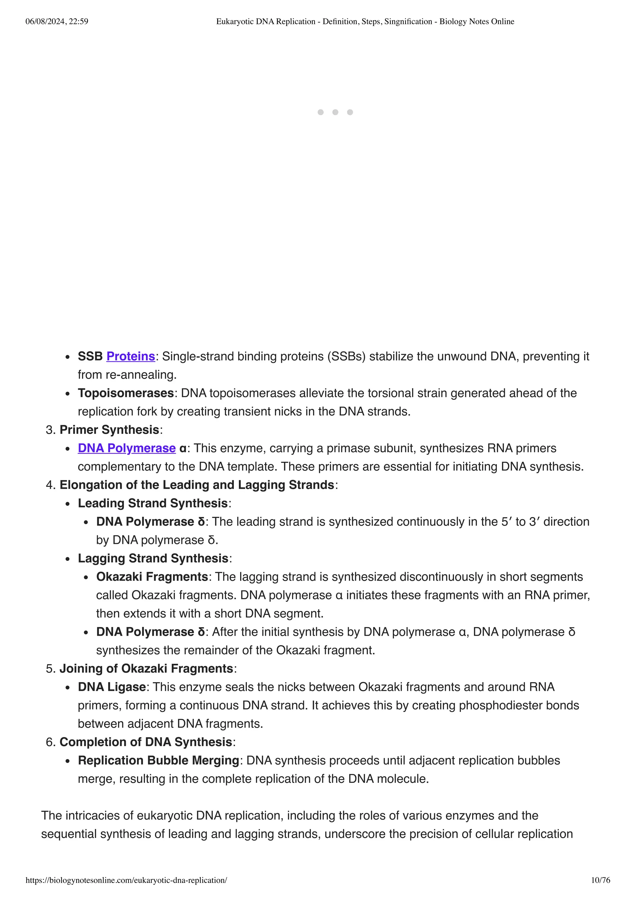 Eukaryotic DNA Replication - Definition, Steps, Singnification ...