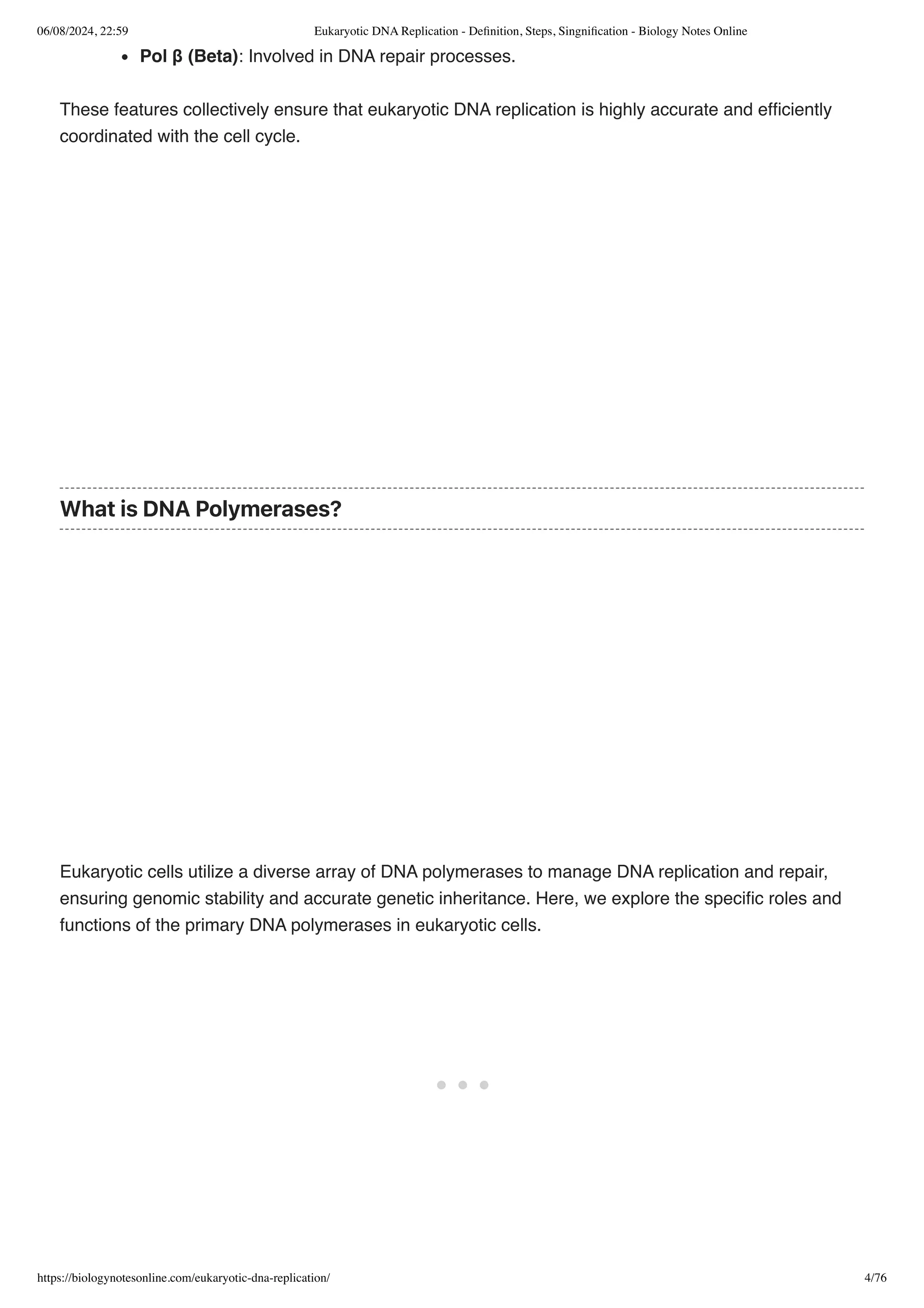 Eukaryotic DNA Replication - Definition, Steps, Singnification ...