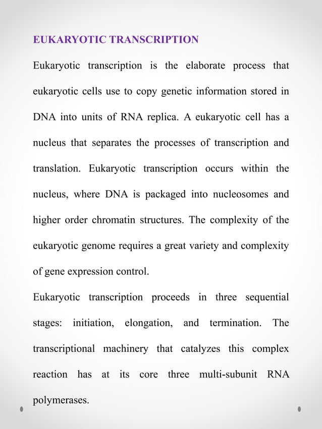 Eukaryotic transcription | PPTX