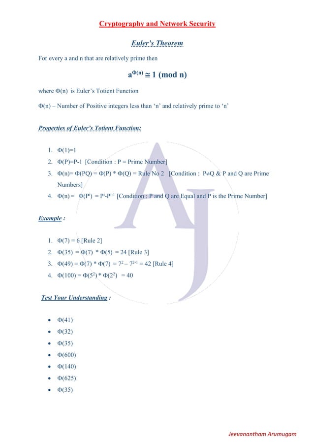 Euler's Theorem | PDF
