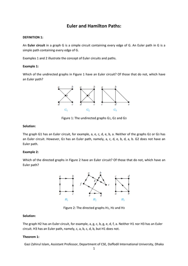 Euler and hamilton paths | PDF | Physics | Science