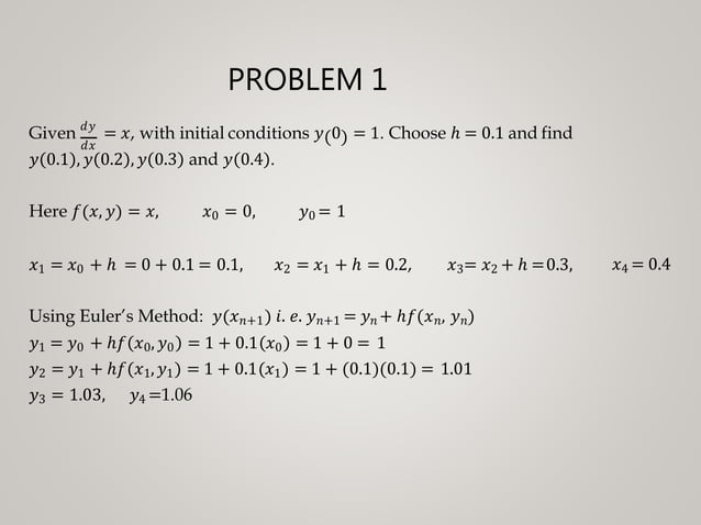 Euler And Improved Euler Method Ppt 