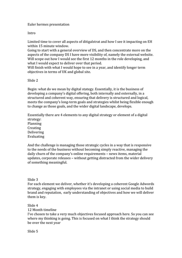 Euler hermes presentation | DOCX | Business | Business and Finance