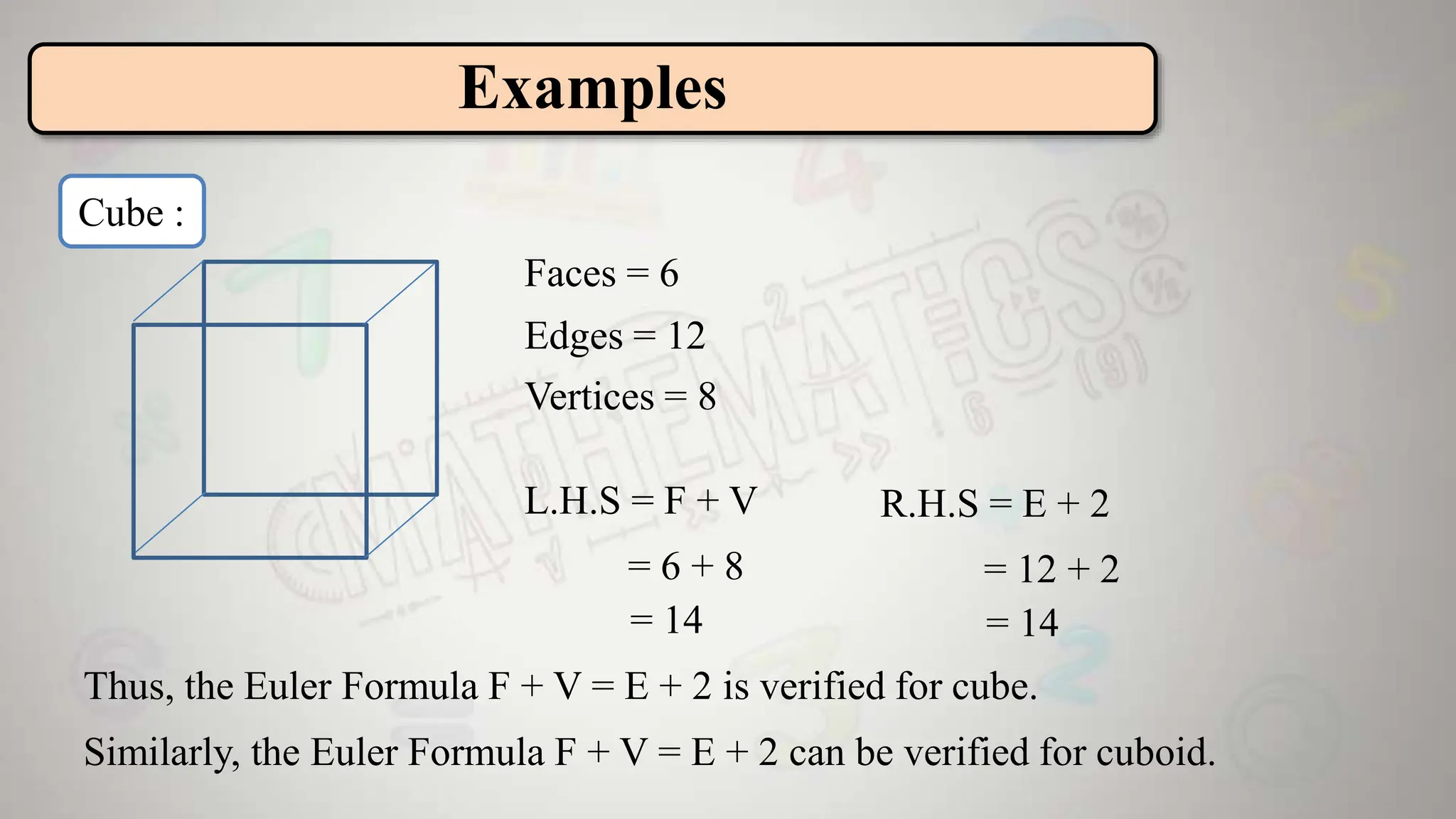 Euler_s Formula for 3D solids, Relation Between F, V & E | PPTX