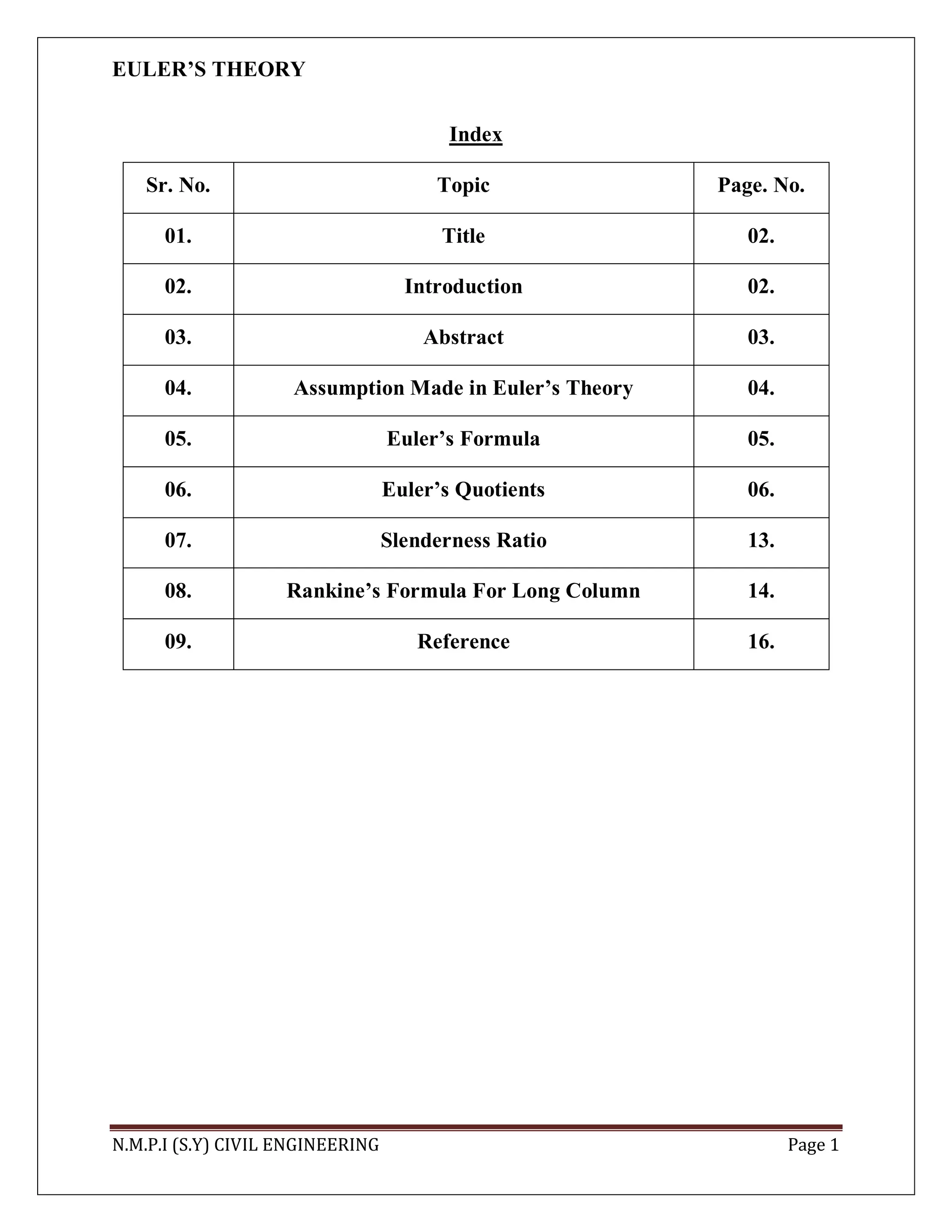 Euler's theory | PDF
