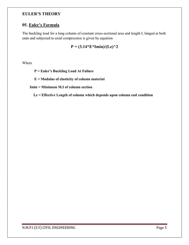 Euler's theory | PDF