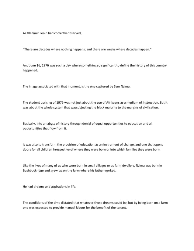 Eulogy by Deputy President David Mabuza at the special provincial ...