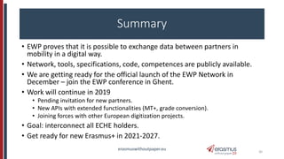 EWP presentation at EUNIS18 | PPT