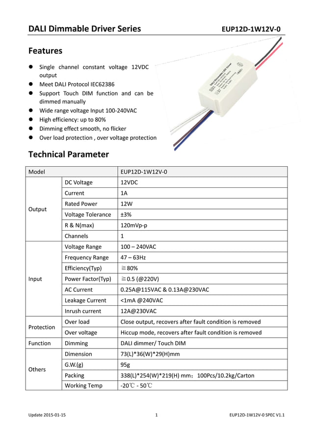 constant voltage dali dimmable driver | PDF