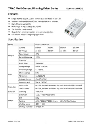 www.euchips.com Triac constant voltage dimmable driver EUP45T-1WMC-0 | PDF | Technology & Computing
