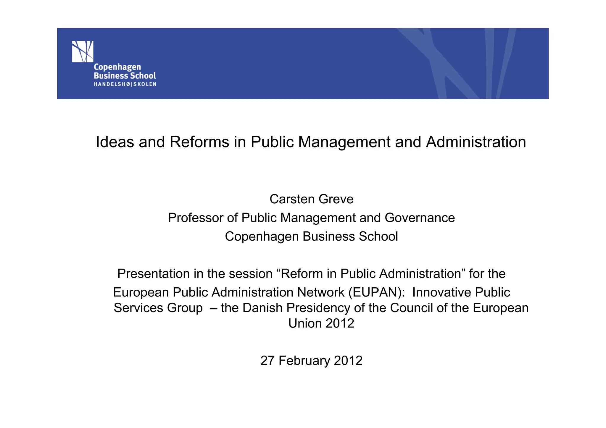 Ideas and Reforms in Public Management and Administration | PDF