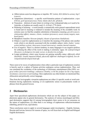 Euphemisms in general (monolingual and bilingual) dictionaries | PDF