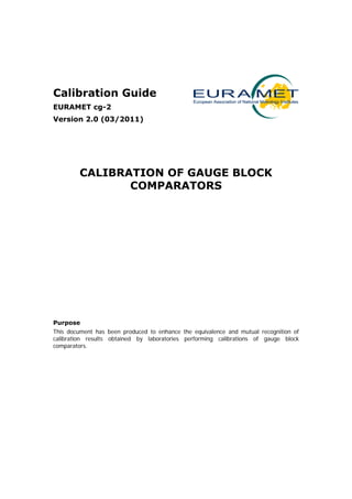 Euramet cg 2-_v_2.0_calibration_of_gauge_block_comparators | PDF