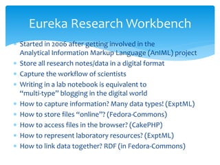247th ACS Meeting: The Eureka Research Workbench | PPT