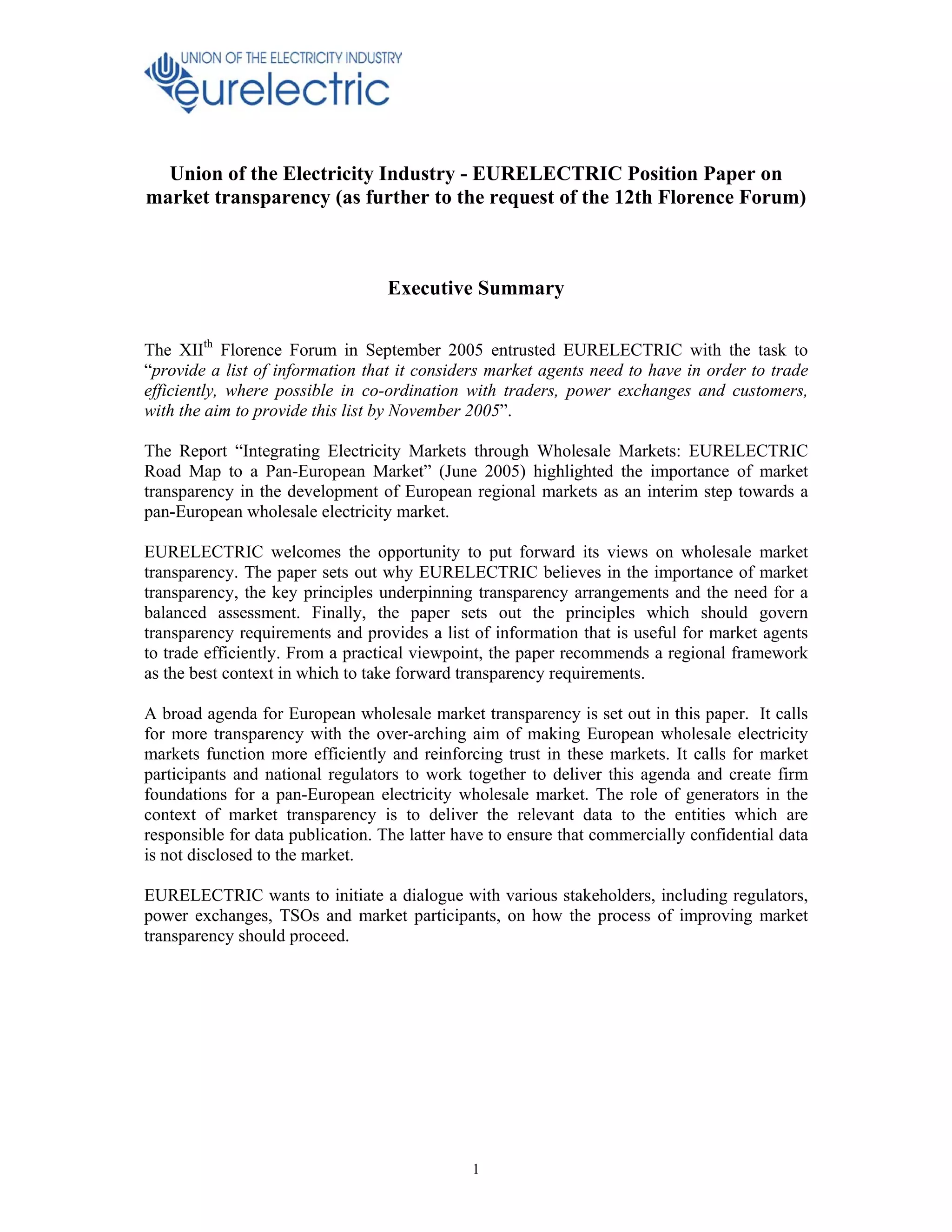 Eurelectric transparency report | PDF