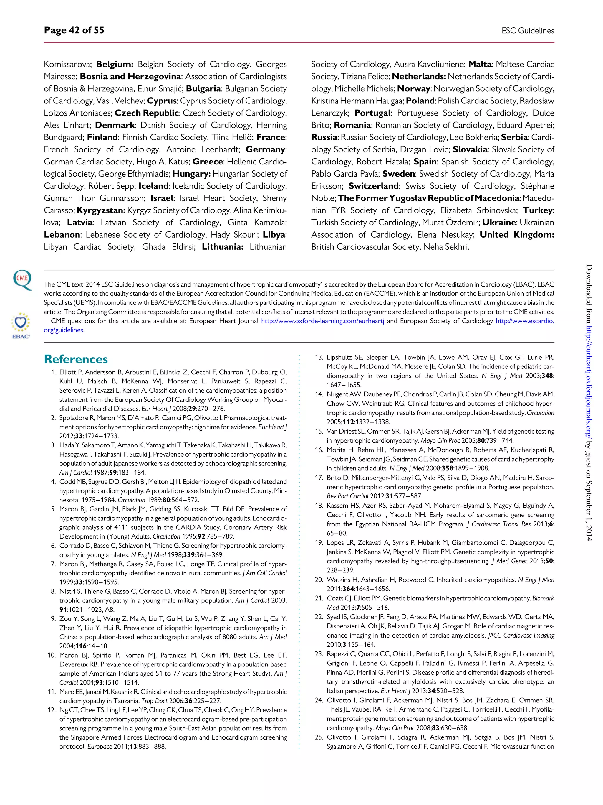 Eur heart j 2014 esc guidelines on diagnosis and management of hypertrophic cardiomyopathy | PDF