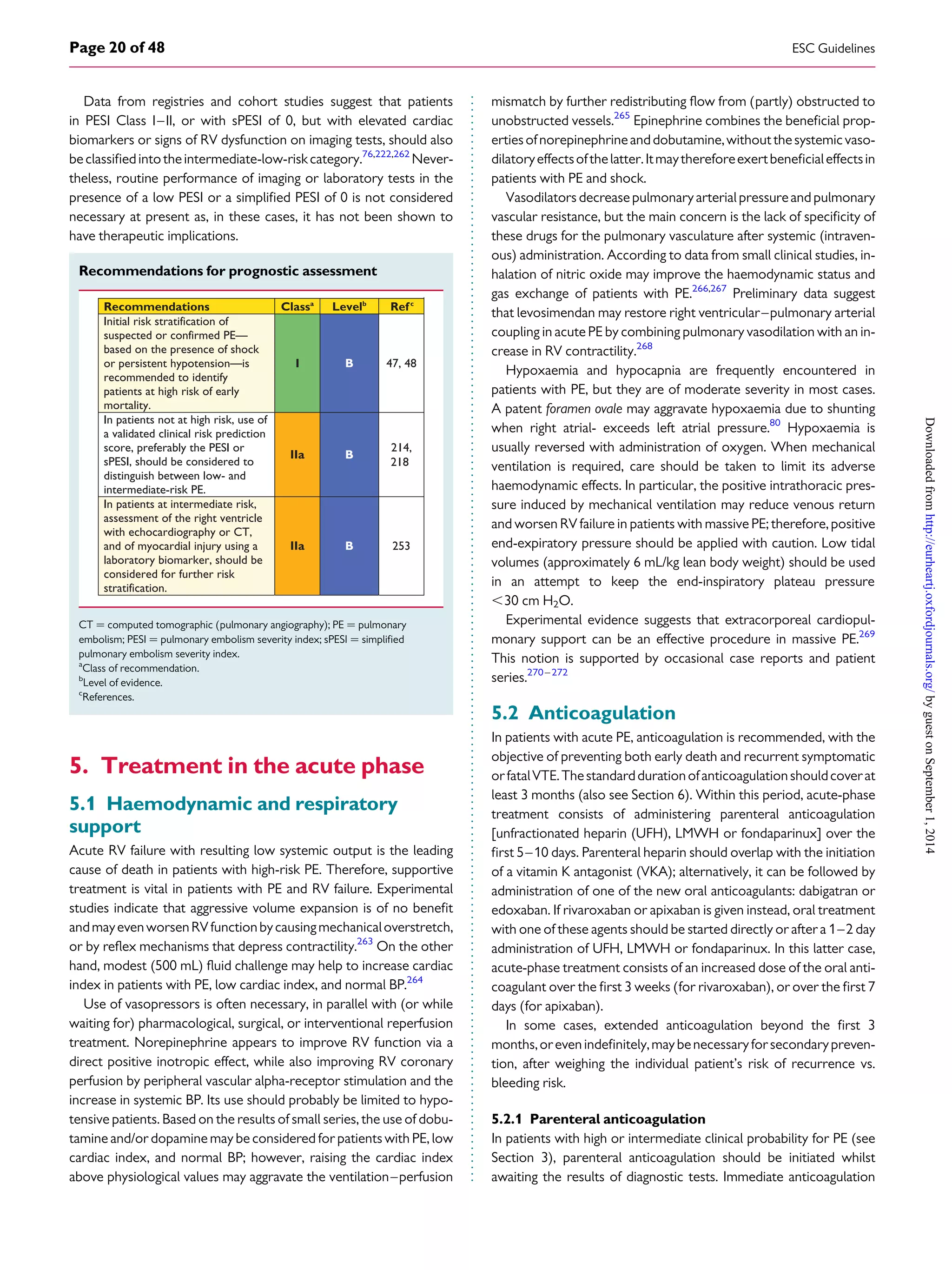 Eur heart j 2014 esc guidelines on the diagnosis and management of acute pulmonary embolism | PDF