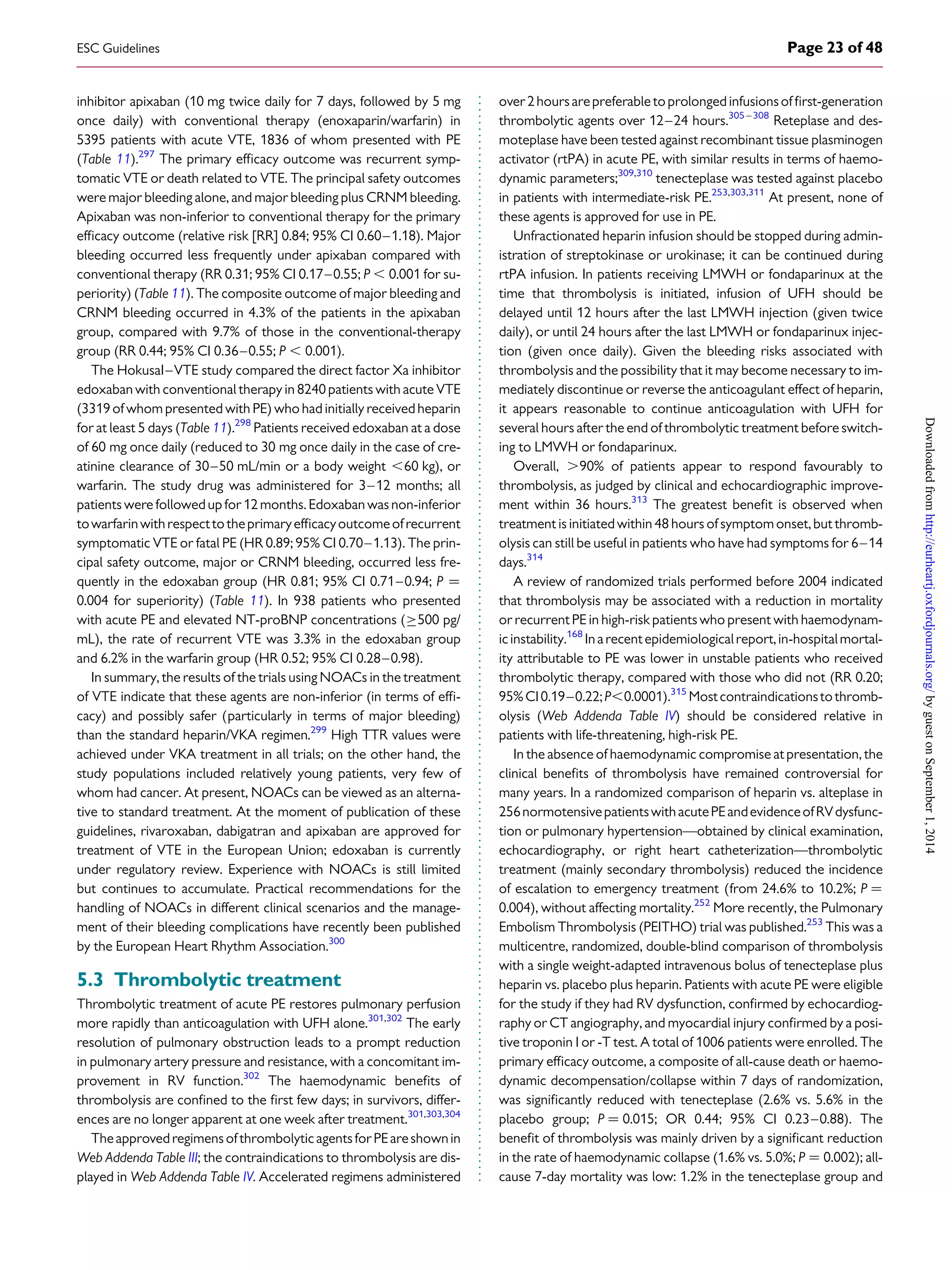 Eur heart j 2014 esc guidelines on the diagnosis and management of acute pulmonary embolism | PDF