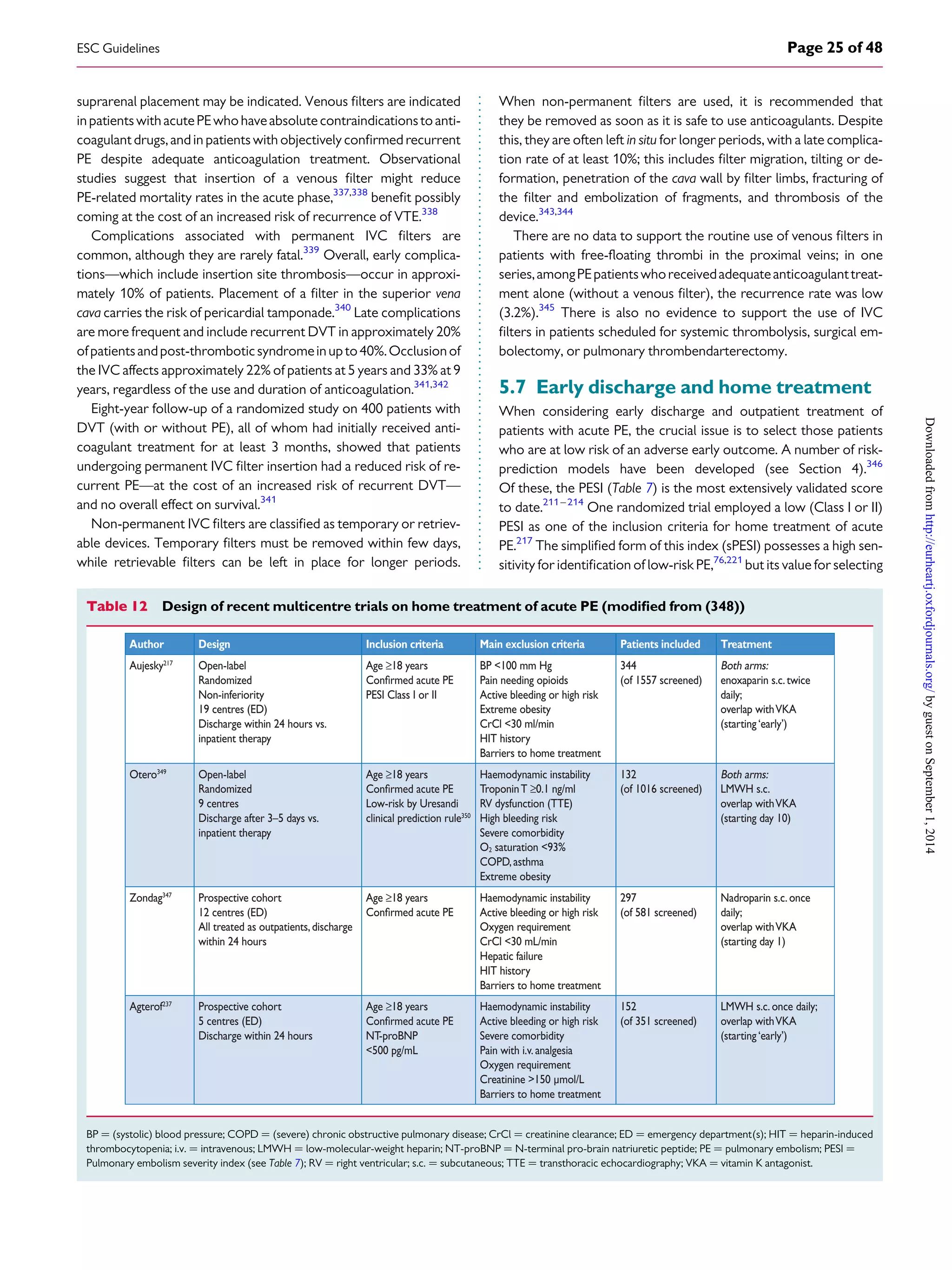 Eur heart j 2014 esc guidelines on the diagnosis and management of acute pulmonary embolism | PDF