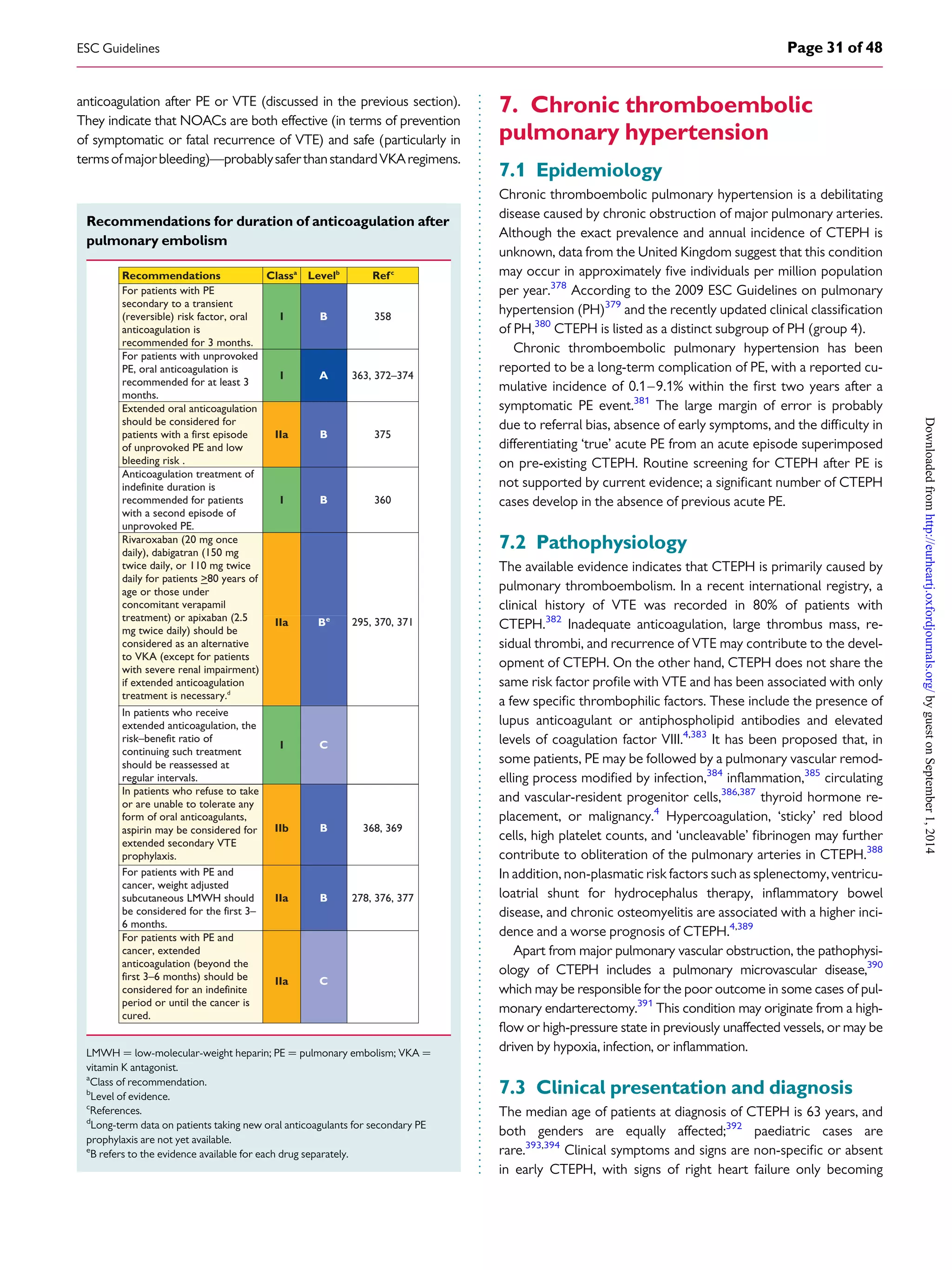 Eur heart j 2014 esc guidelines on the diagnosis and management of acute pulmonary embolism | PDF