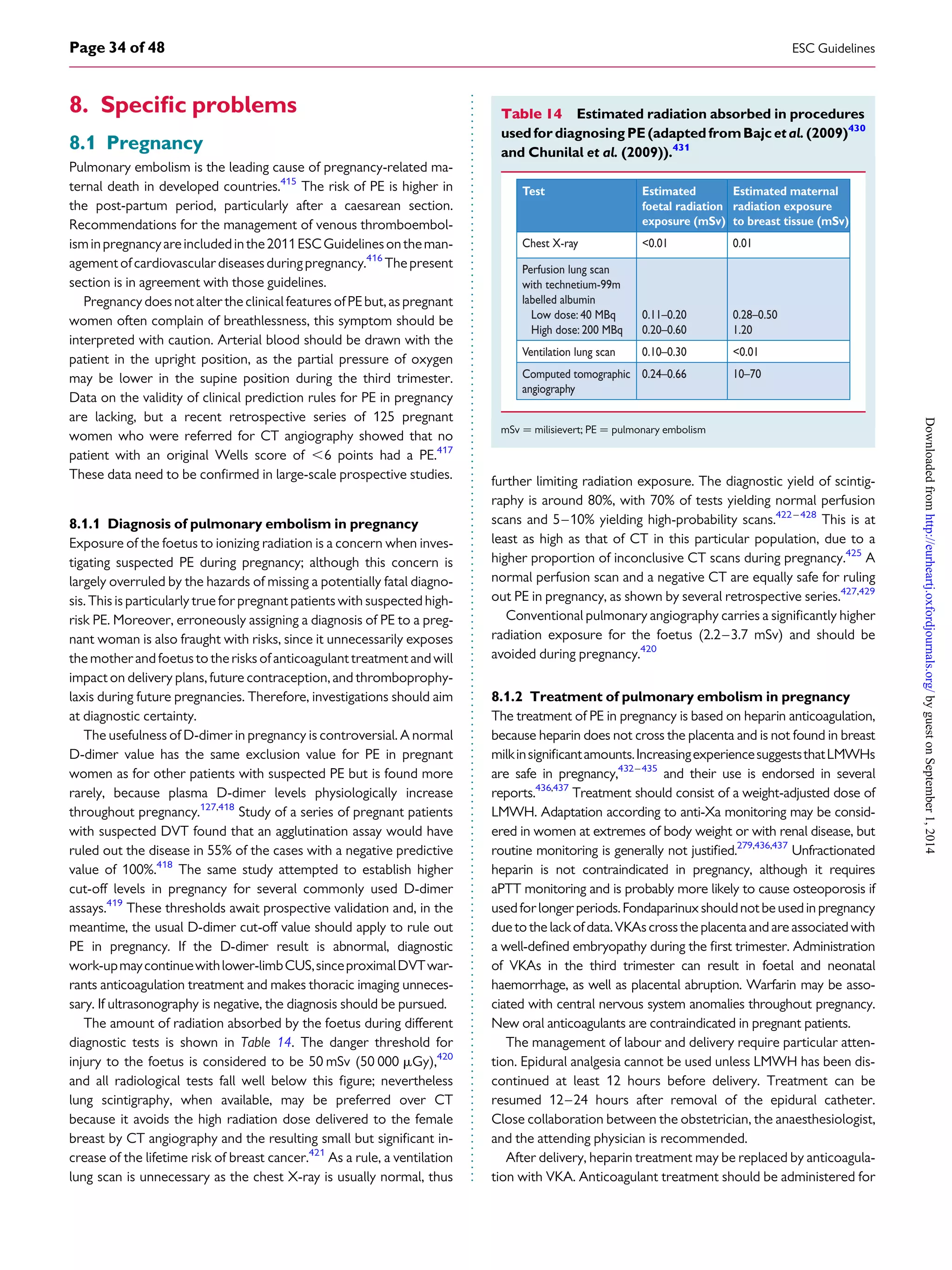 Eur heart j 2014 esc guidelines on the diagnosis and management of acute pulmonary embolism | PDF