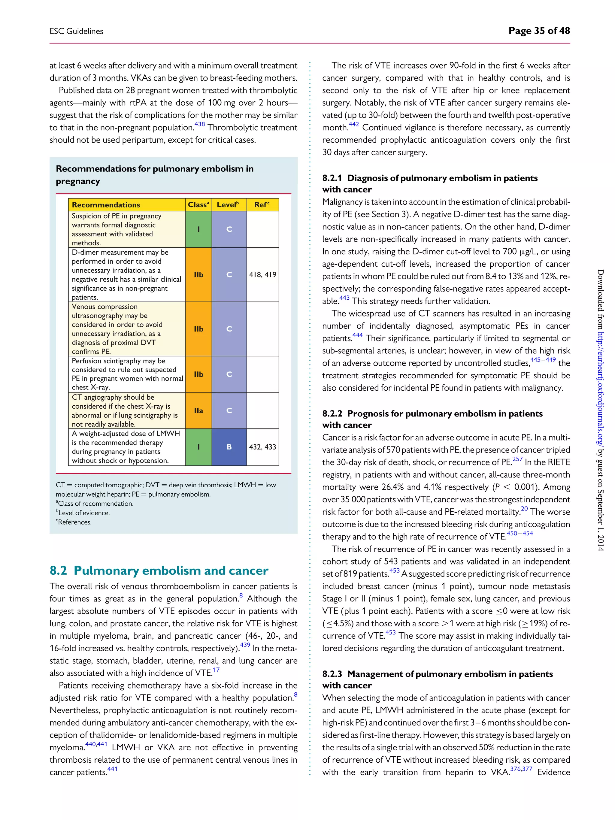 Eur heart j 2014 esc guidelines on the diagnosis and management of acute pulmonary embolism | PDF
