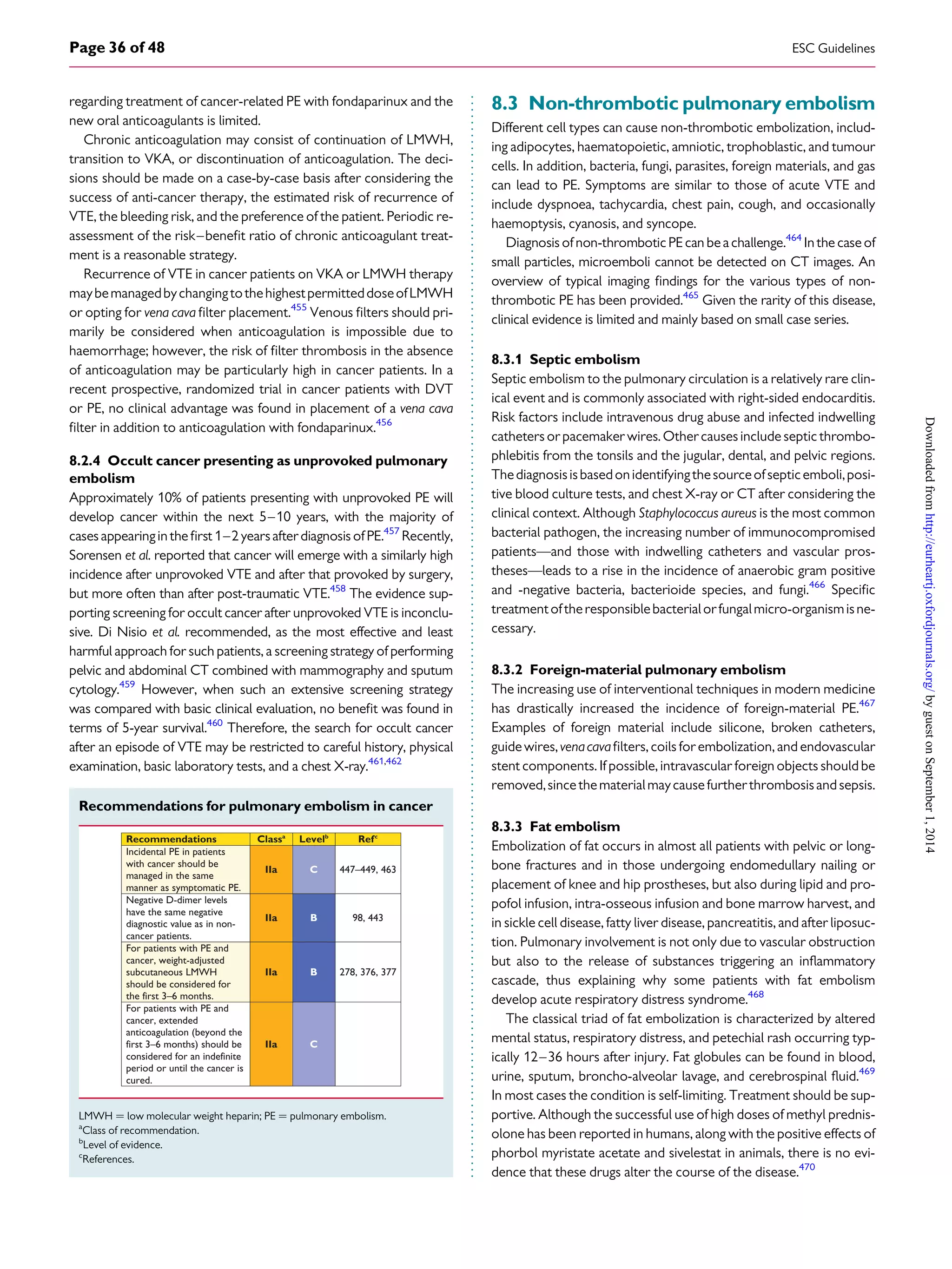 Eur heart j 2014 esc guidelines on the diagnosis and management of acute pulmonary embolism | PDF