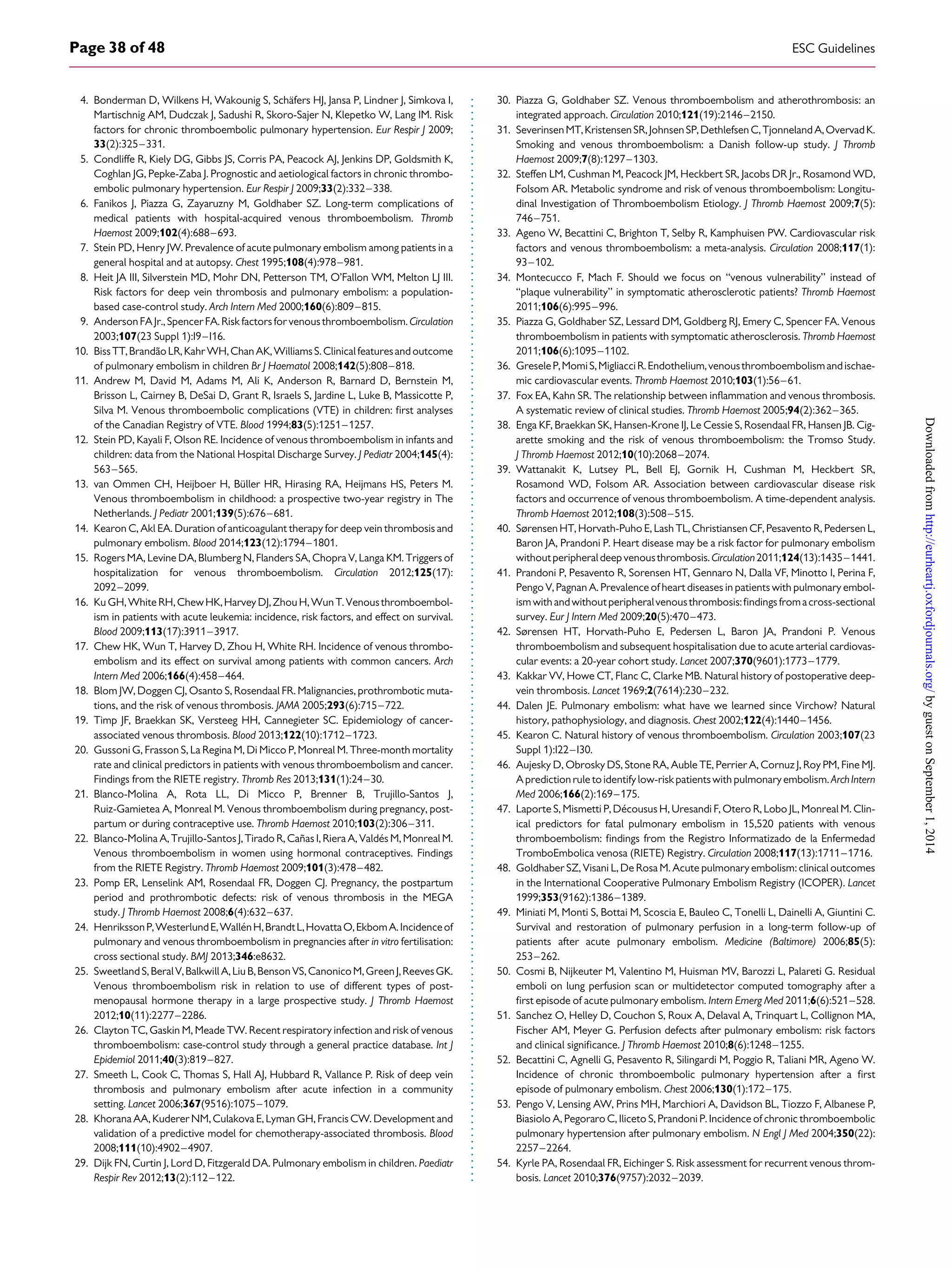 Eur heart j 2014 esc guidelines on the diagnosis and management of acute pulmonary embolism | PDF