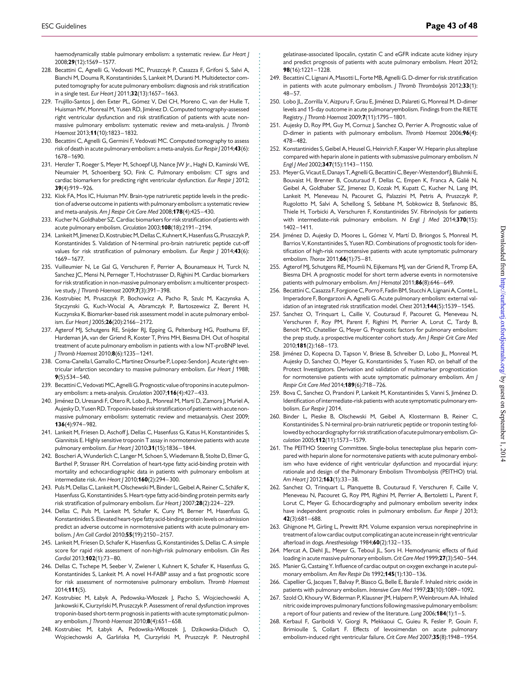 Eur heart j 2014 esc guidelines on the diagnosis and management of acute pulmonary embolism | PDF