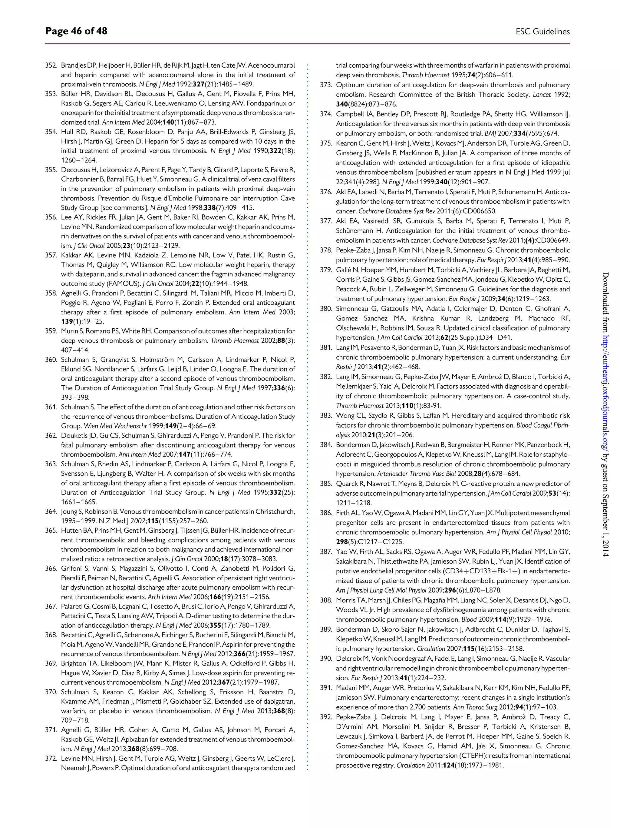 Eur heart j 2014 esc guidelines on the diagnosis and management of acute pulmonary embolism | PDF