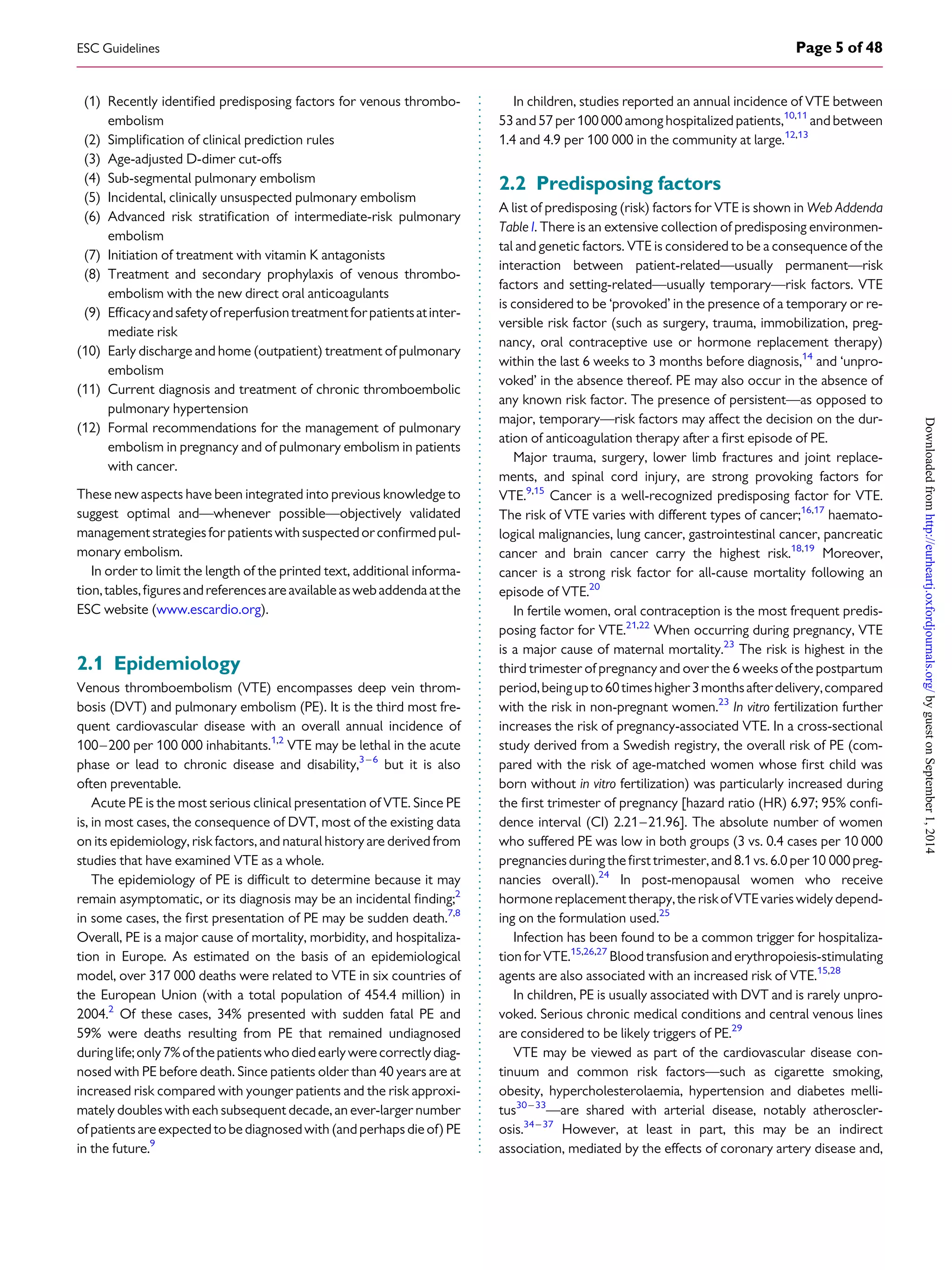 Eur heart j 2014 esc guidelines on the diagnosis and management of acute pulmonary embolism | PDF