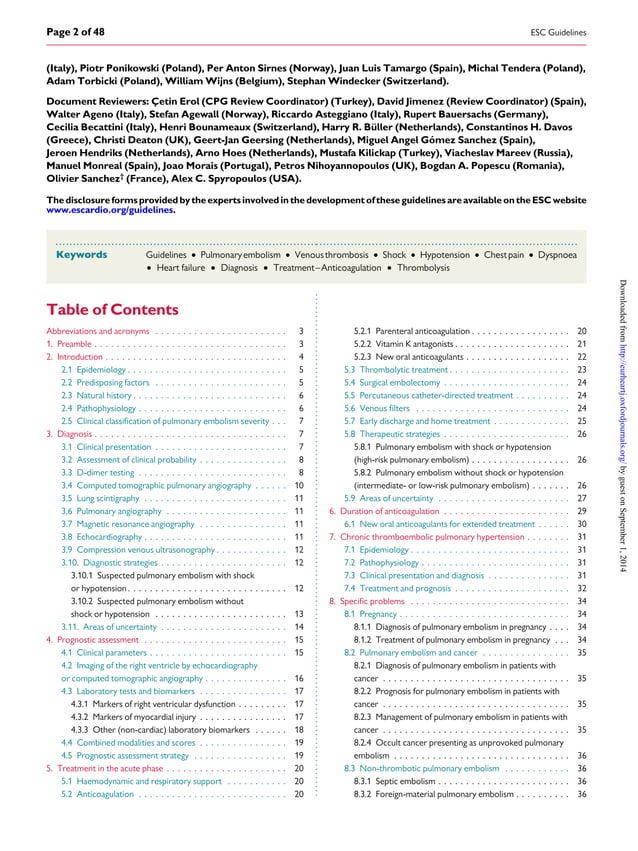Eur heart j 2014 esc guidelines on the diagnosis and management of acute pulmonary embolism | PDF