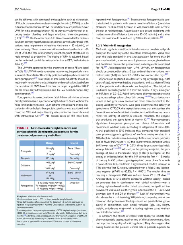 Eur heart j 2014 esc guidelines on the diagnosis and management of acute pulmonary embolism | PDF
