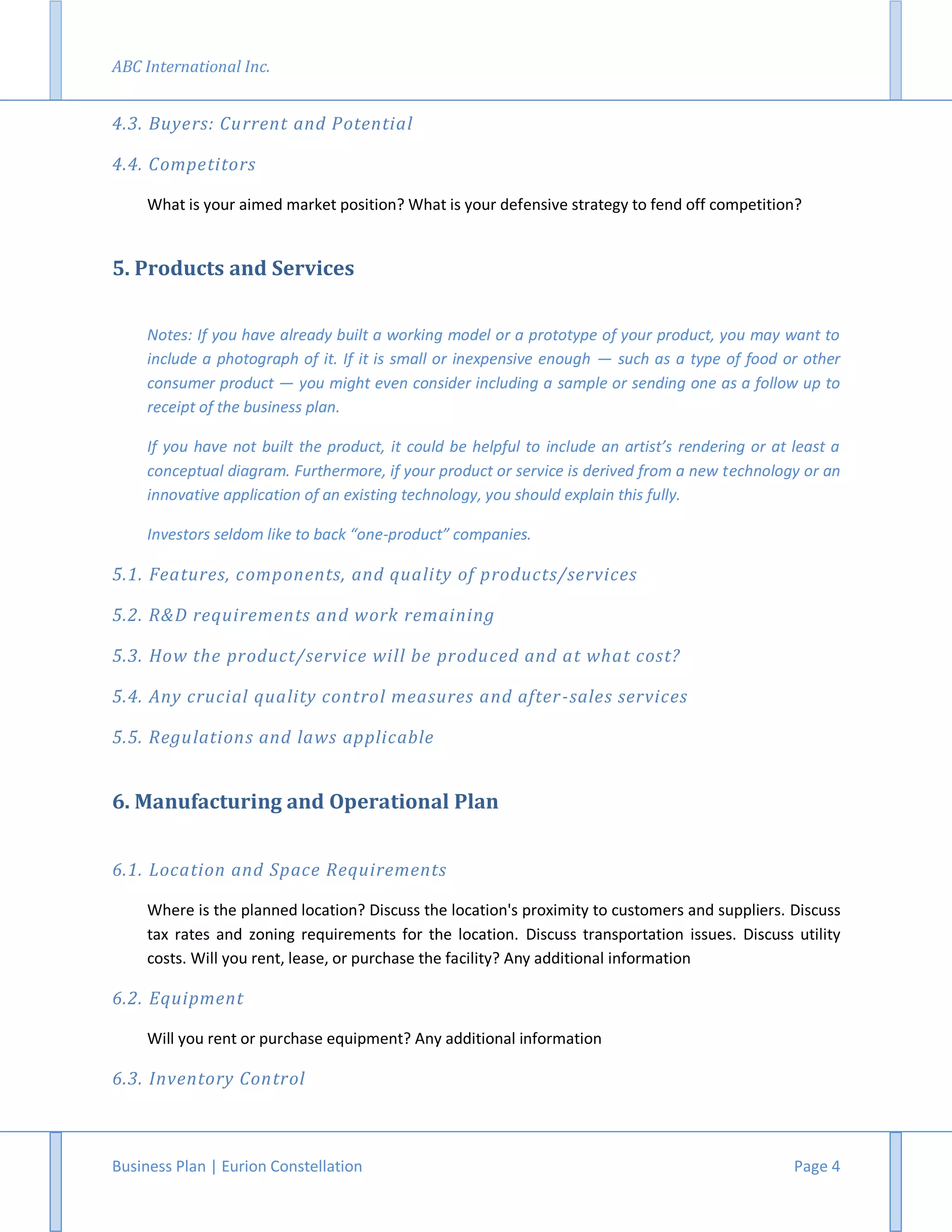 Eurion - Sample business plan | PDF