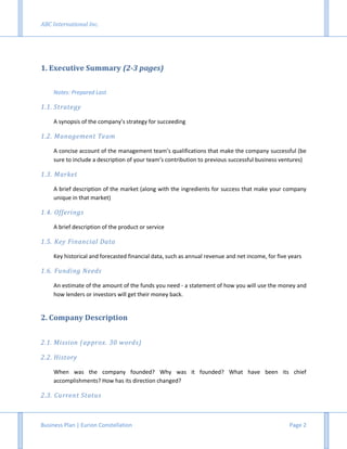 Eurion - Sample business plan | PDF