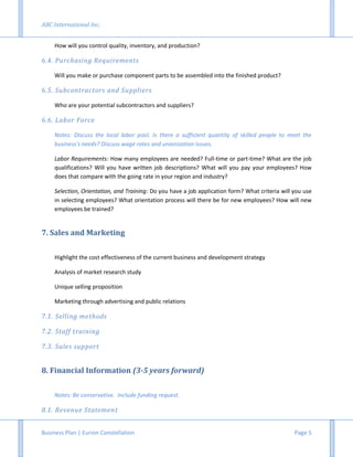 Eurion - Sample business plan | PDF