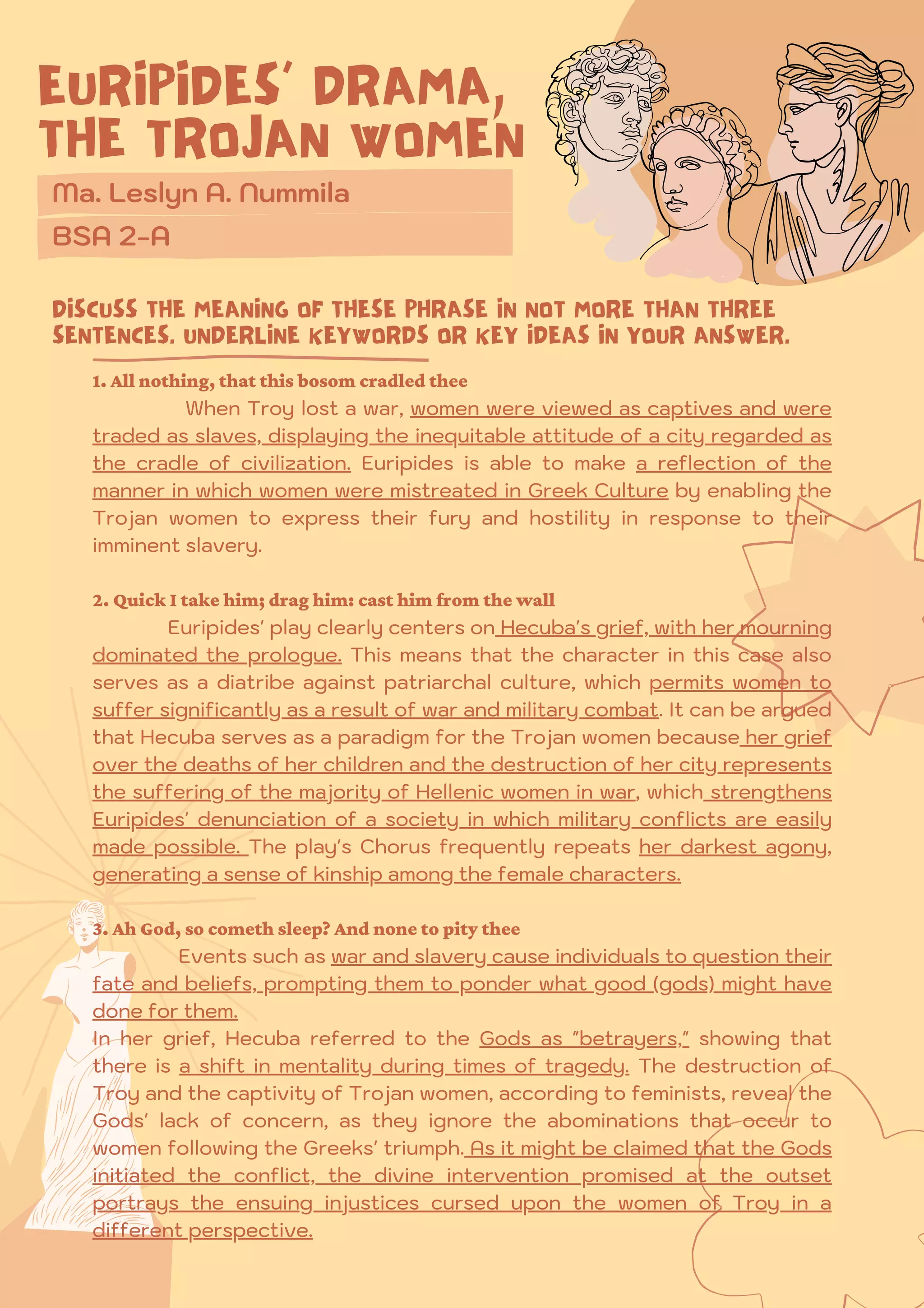 Euripides’ drama, the trojan women | PDF