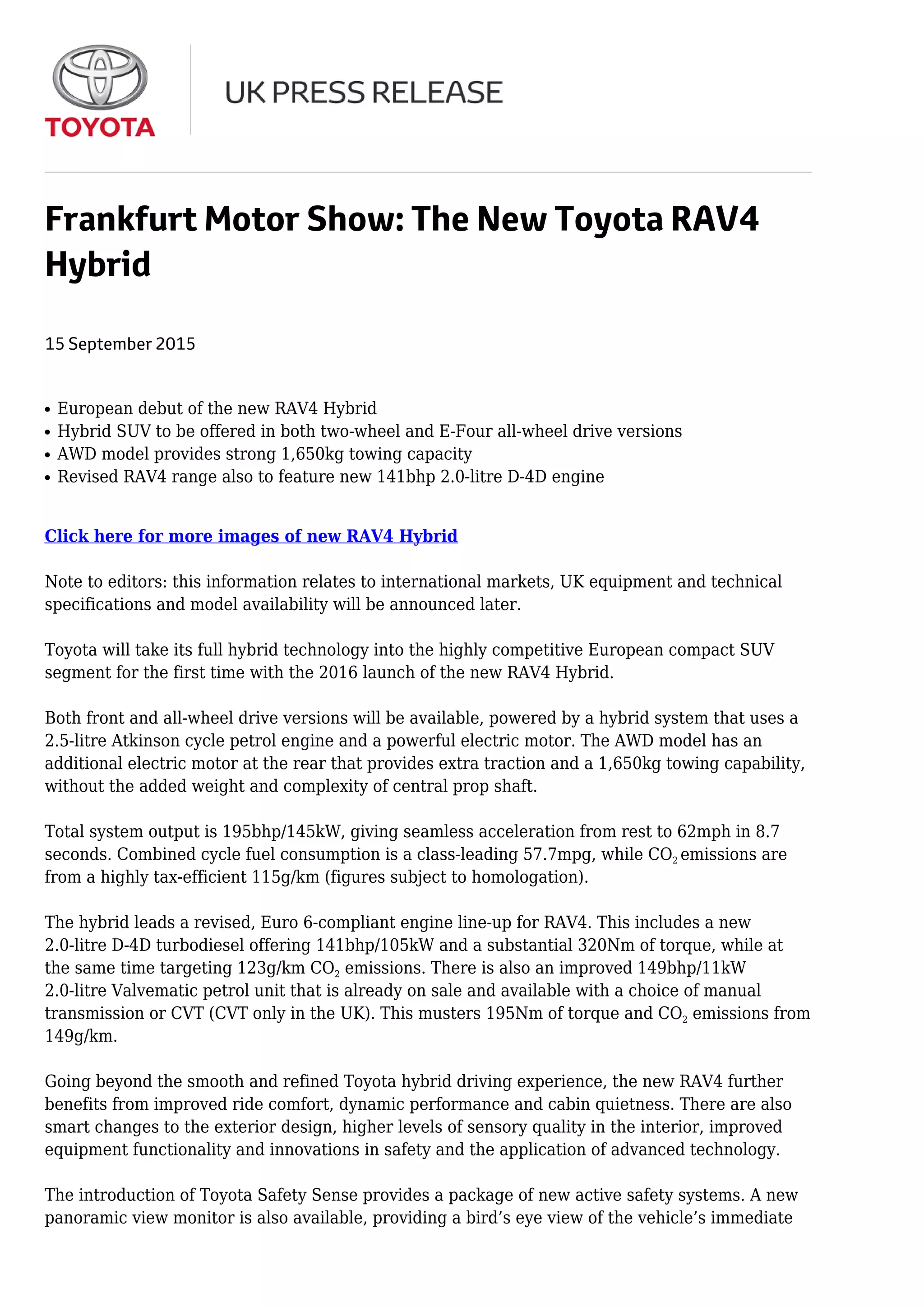 Euro spec 2016 toyota rav4 hybrid | PDF