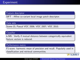 Semantically Relevant Visual Dictionary | PPT