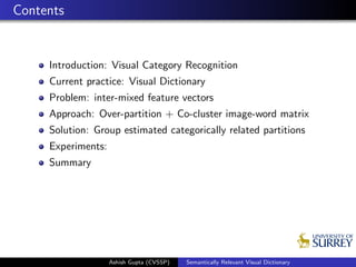 Semantically Relevant Visual Dictionary | PPT