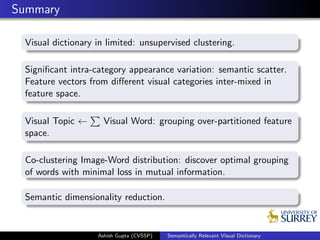 Semantically Relevant Visual Dictionary | PPT