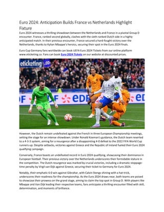 Euro 2024 Anticipation Builds France vs Netherlands Highlight Fixture ...