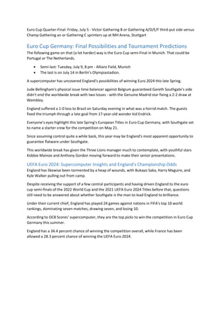 Euro 2024 England's Group Stage Matches and Prospects.docx | Soccer ...